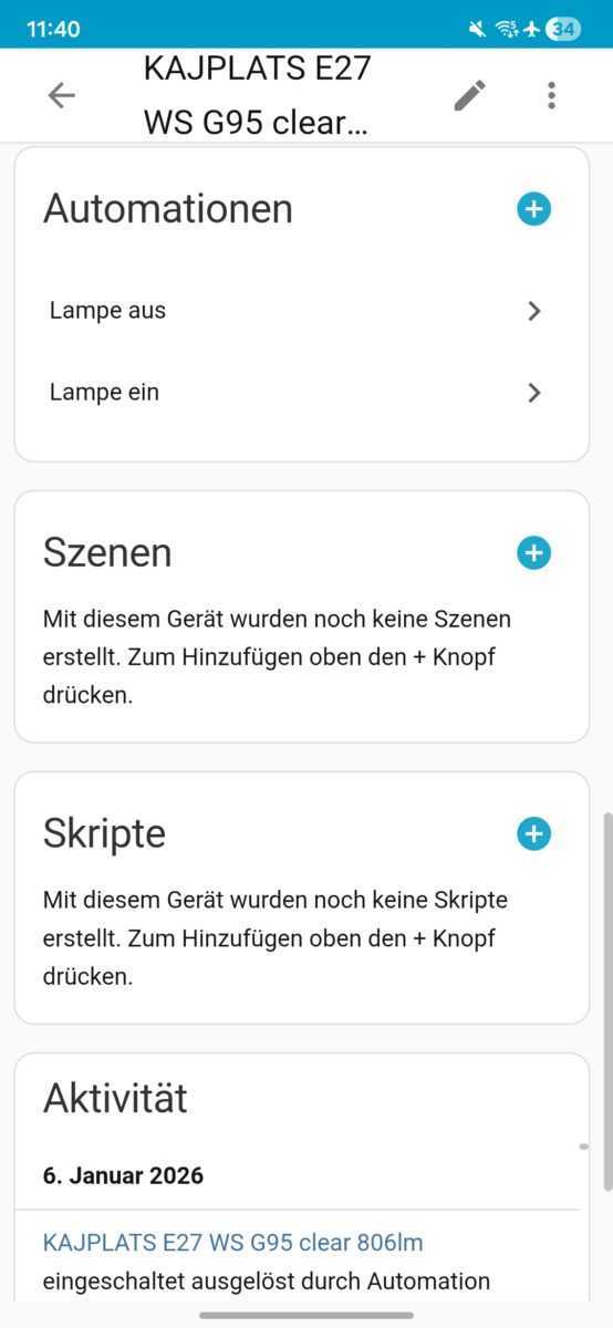 IKEA KAJPLATS LED E27 in test: Integrate Matter lamp into Home Assistant